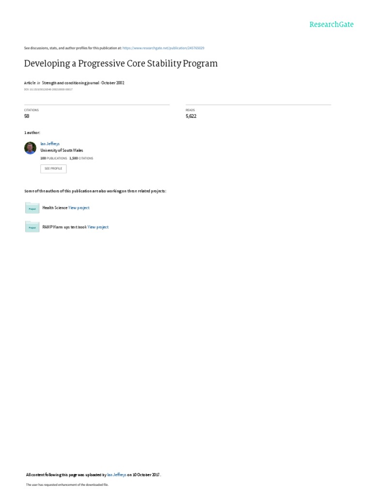 Developing A Progressive Core Stability Program | PDF | Strength ...