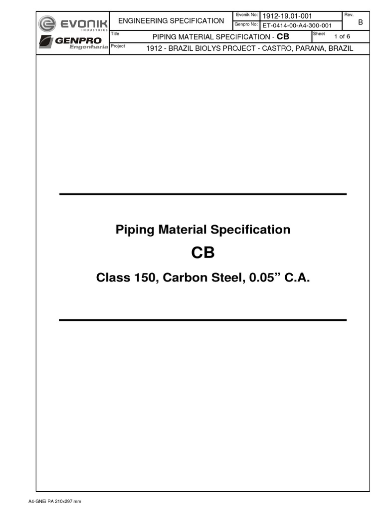 Piping Material Specification | Download Free PDF | Pipe (Fluid ...