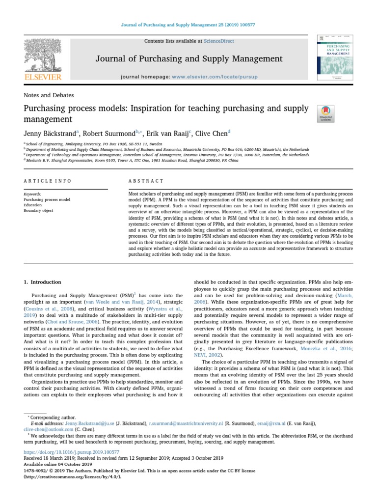 Purchasing Process Models Inspiration For Teac 2019 Journal of ...