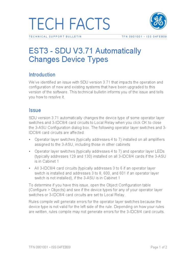 EST3 - SDU V3.71 Automatically Changes Device Types | PDF | Switch | Computer Networking
