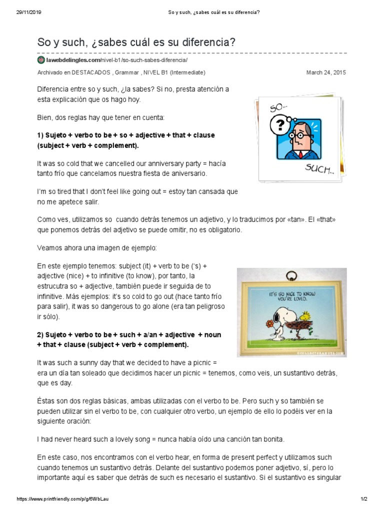 So y Such, ¿Sabes Cuál Es Su Diferencia | PDF | Sustantivo | Plural
