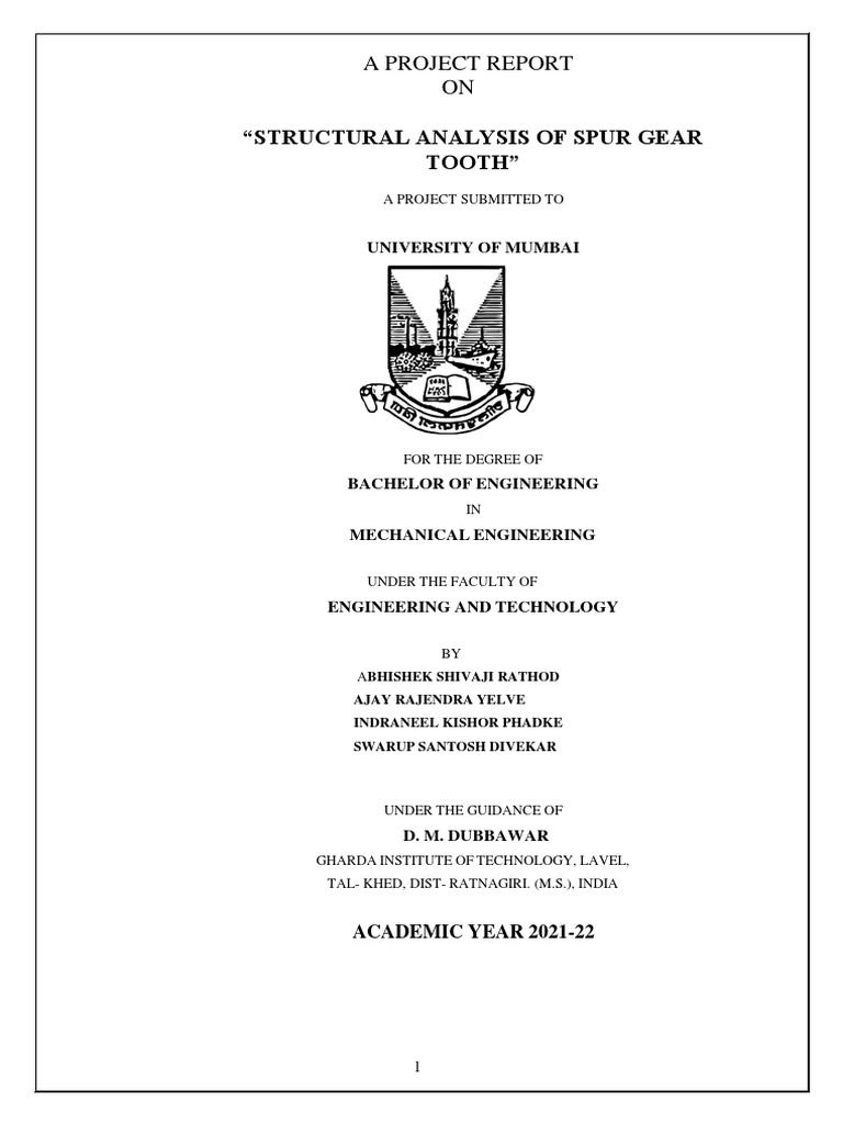FEA PROJECT 5th Sem | PDF | Gear | Mechanical Engineering FEA PROJECT 5th Sem | PDF | Gear | Mechanical Engineering