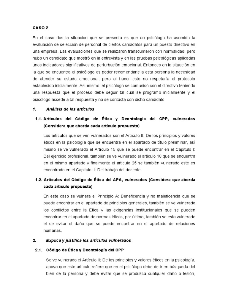 CASO N°3 - Etica | PDF | Sicología | Bienestar