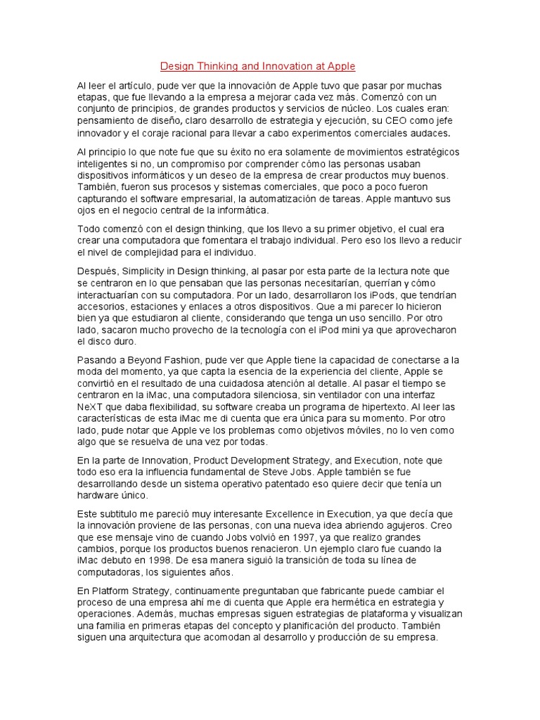 Design Thinking and Innovation at Apple | PDF | Apple Inc. | Yo pod