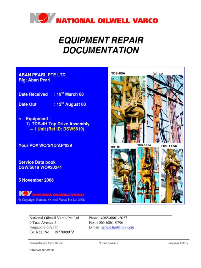 TDS 4H Top Drive Assembly DSW5619WO20241 | Download Free PDF ...