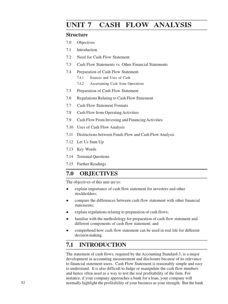 Unit 7 Cash Flow Analysis: Structure | PDF | Expense | Cash Flow Statement