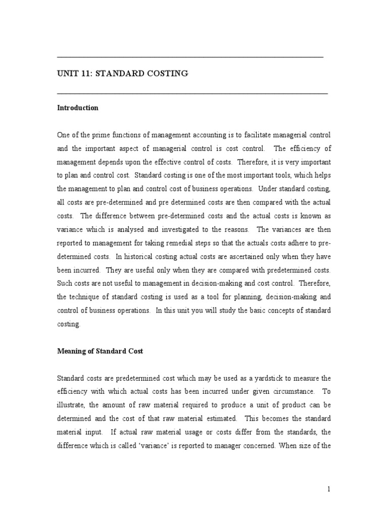 An Introduction to Standard Costing: Establishing Standards, Analyzing ...