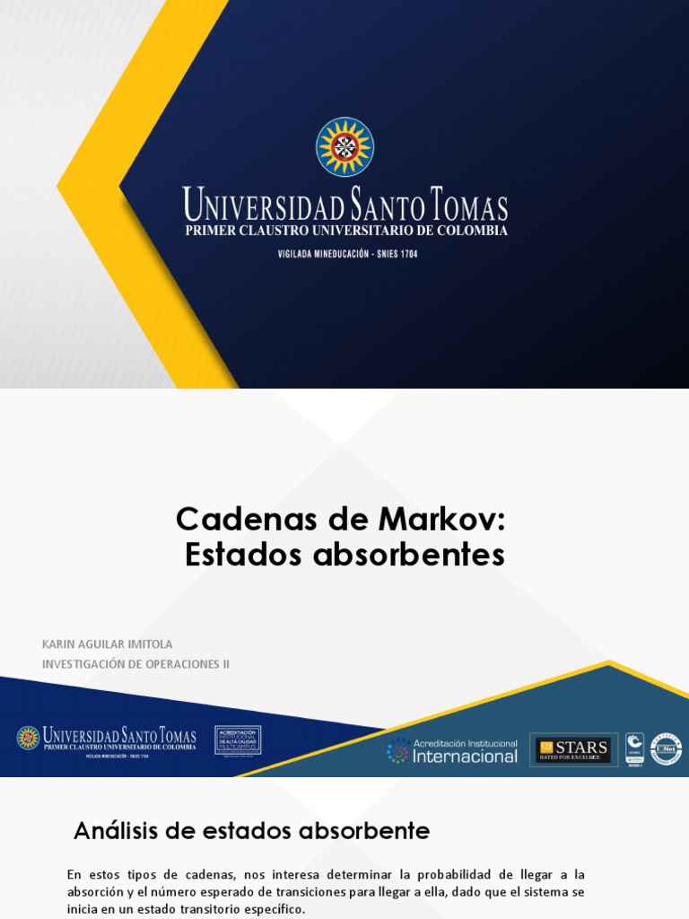 Cadenas de Markov Estados y Probabilidades Absorbentes | PDF | Cadena ...
