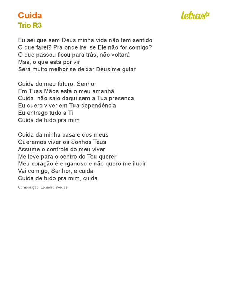 Hino "Cuida" - Trio R3 | PDF