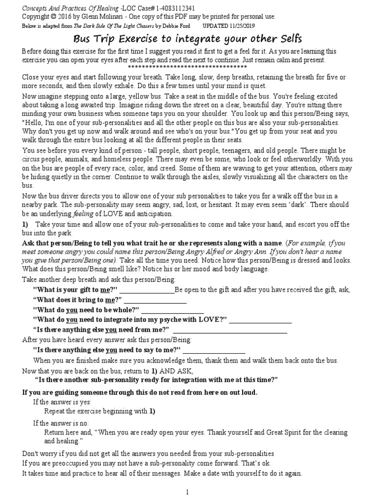 Bus Trip Exercise From Debbie Ford | PDF