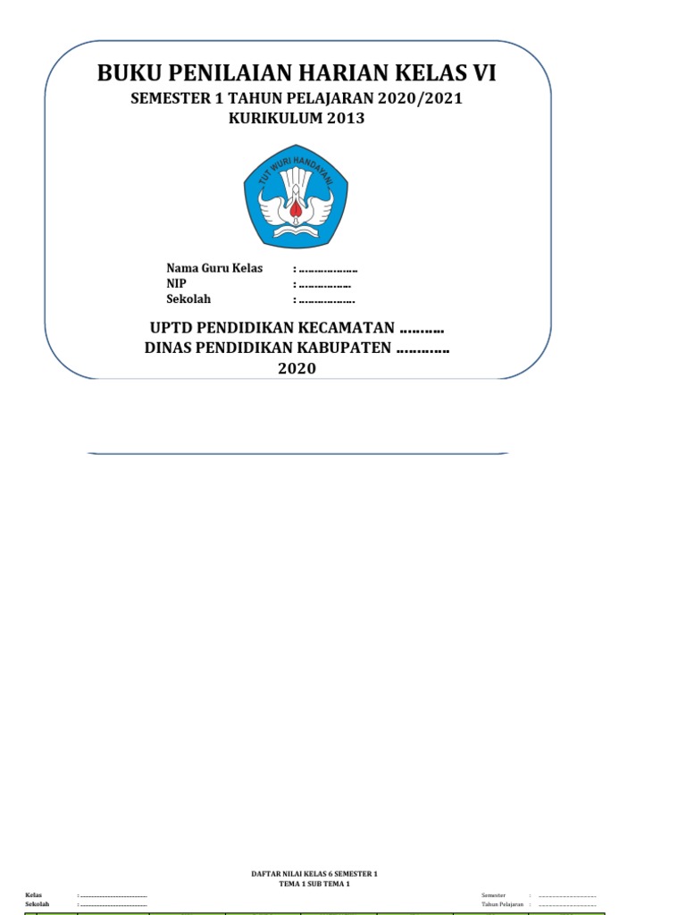 Format Daftar Nilai Harian Kelas Vi Pdf Karier And Perkembangan