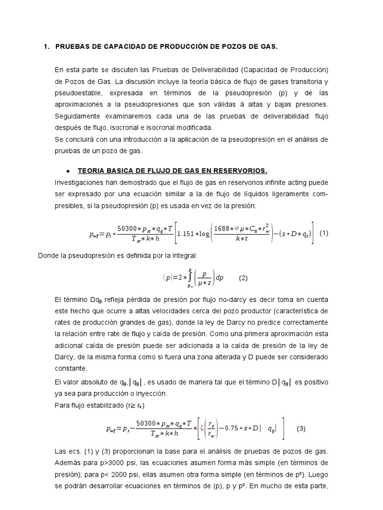 Pruebas de Capacidad de Producción de Pozos de Gas (Aof) | PDF | Gases ...