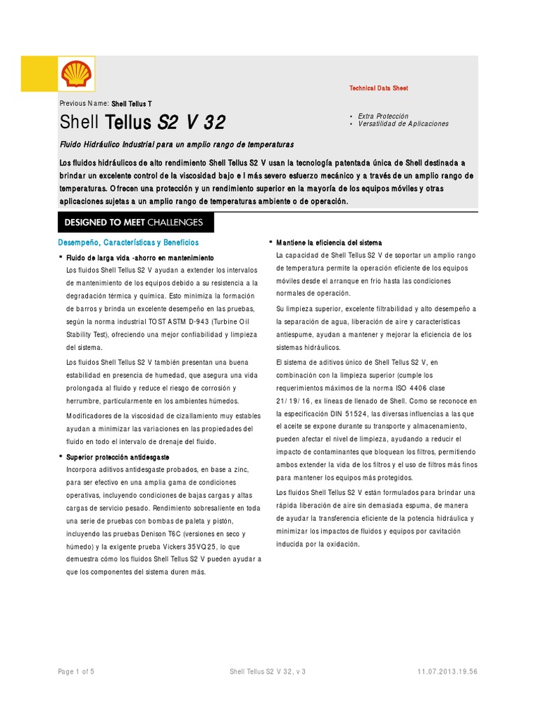 Tellus S2 V 32 | PDF | Viscosidad | Química