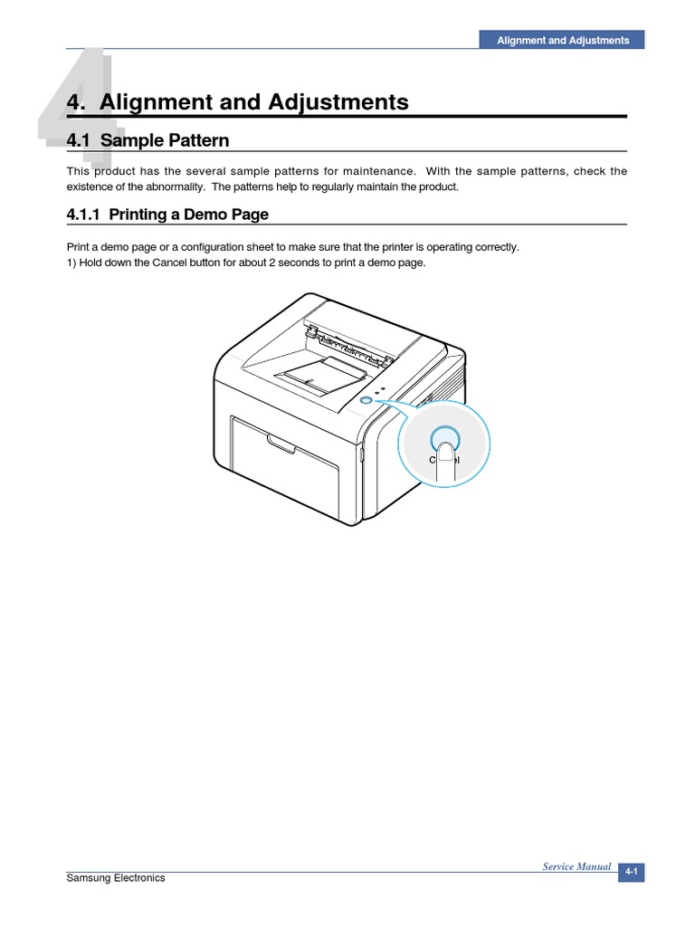 Alignment and Adjustments: 4.1 Sample Pattern | PDF | Printer ...