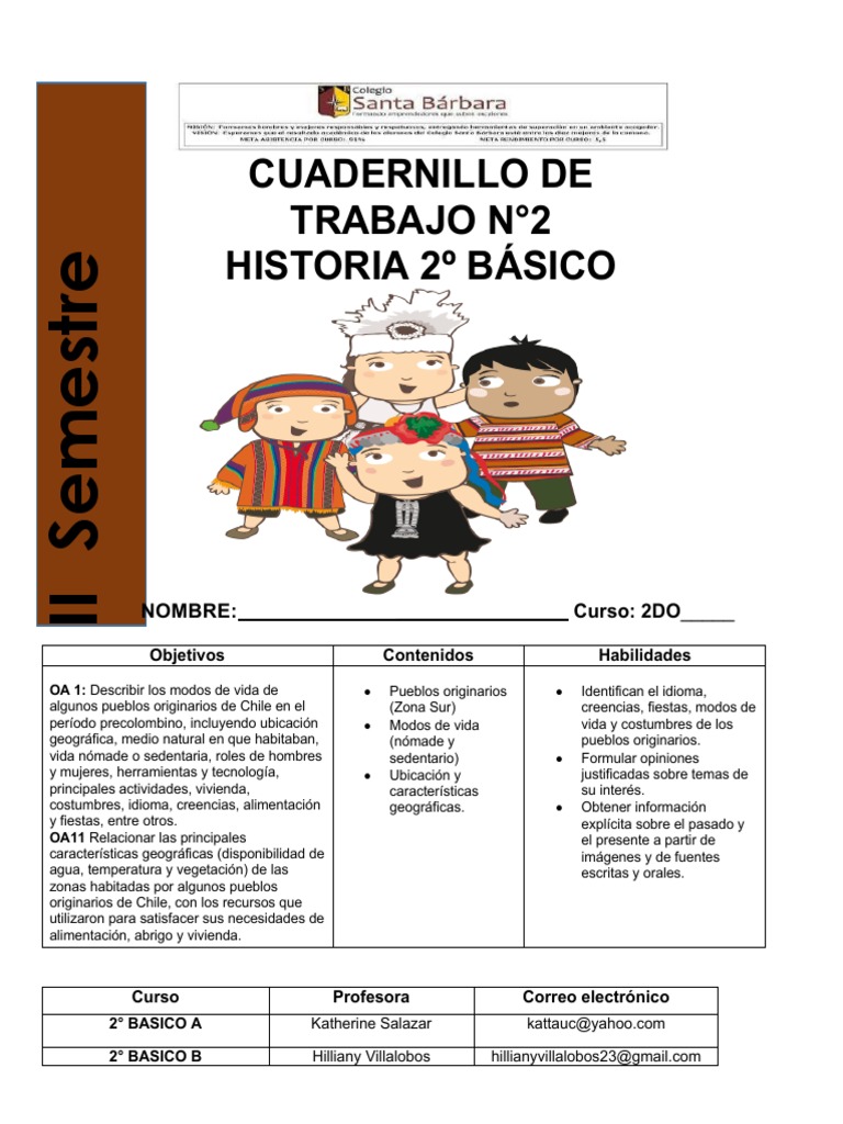 Cuadernillo n2 Historia II Semestre Segundo Basico | PDF | Pueblos Indígenas de las Américas