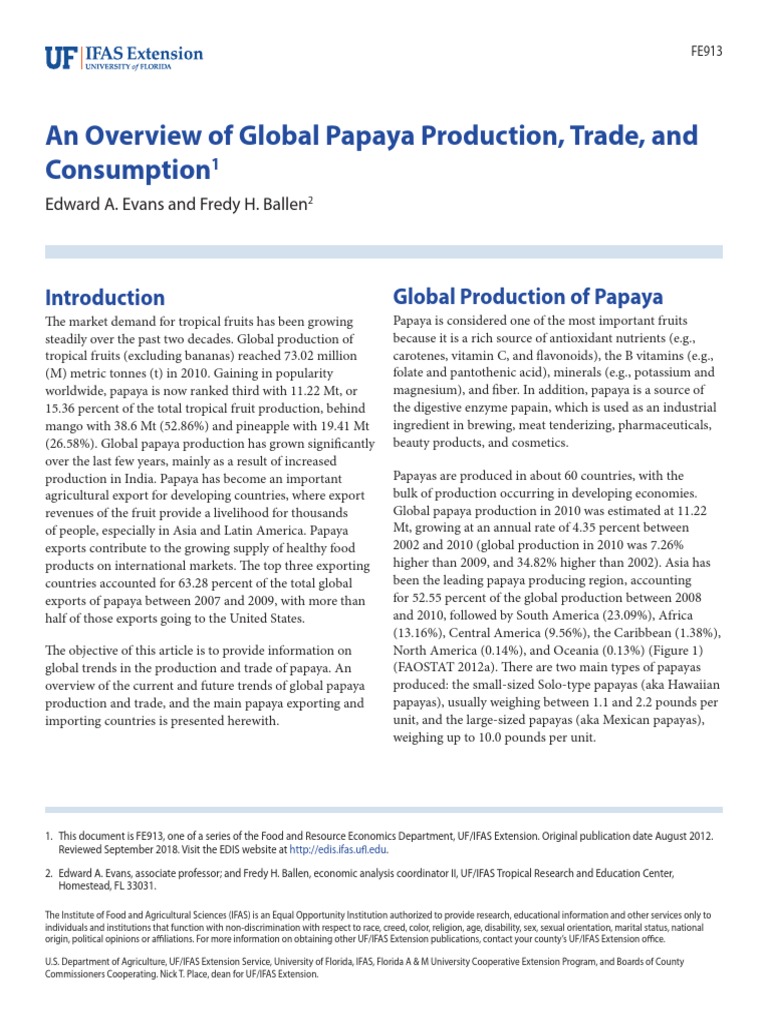 An Overview of Global Papaya Production | PDF | Agriculture