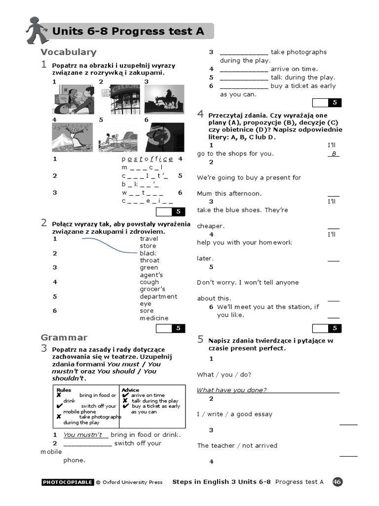 Steps in English 3 Units 6-8 Progress Test A | PDF