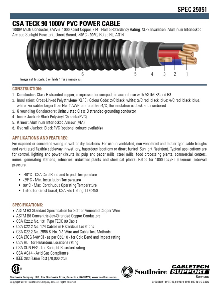 Spec25051 - Teck Cable | PDF | Materials | Manufactured Goods