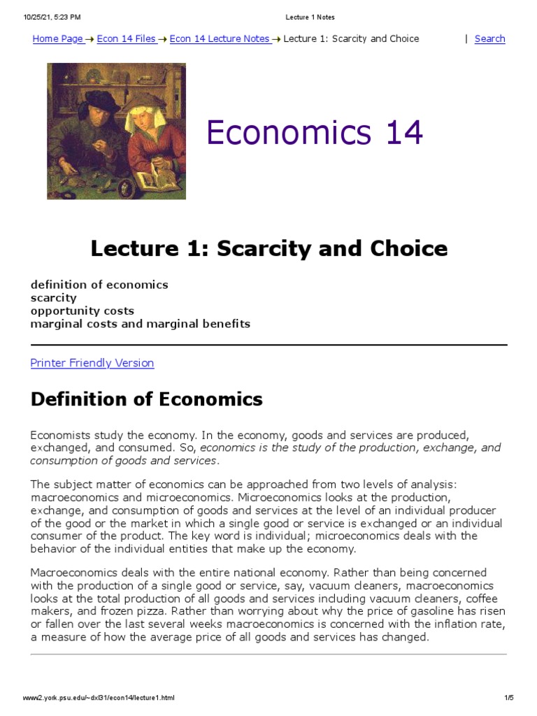 An Introduction to Economic Concepts: Scarcity, Opportunity Costs, and ...