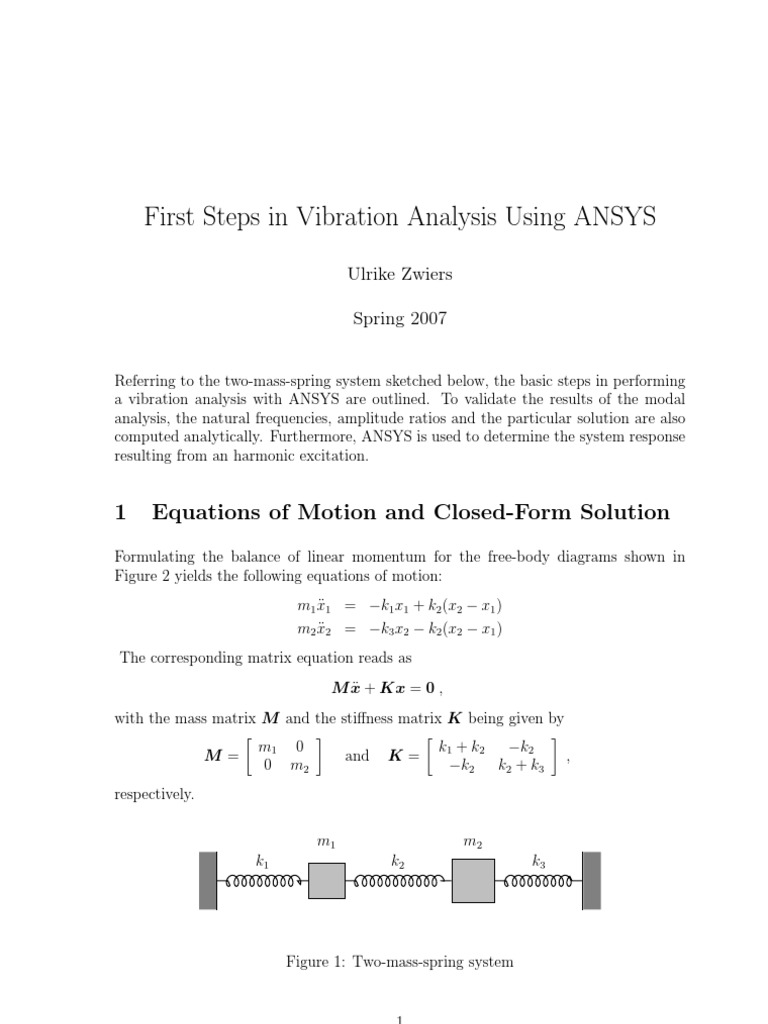 Vibration Analysis with ANSYS Guide | PDF | Normal Mode | Matrix ...