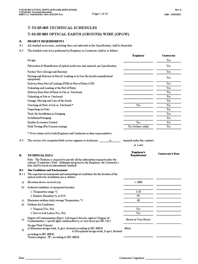 275kV T TS 05 003 OptEarWires SC 2021 | PDF | Optical Fiber ...
