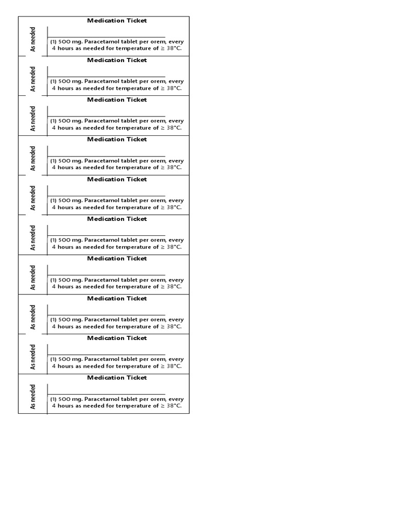Medication Ticket | PDF | Wellness