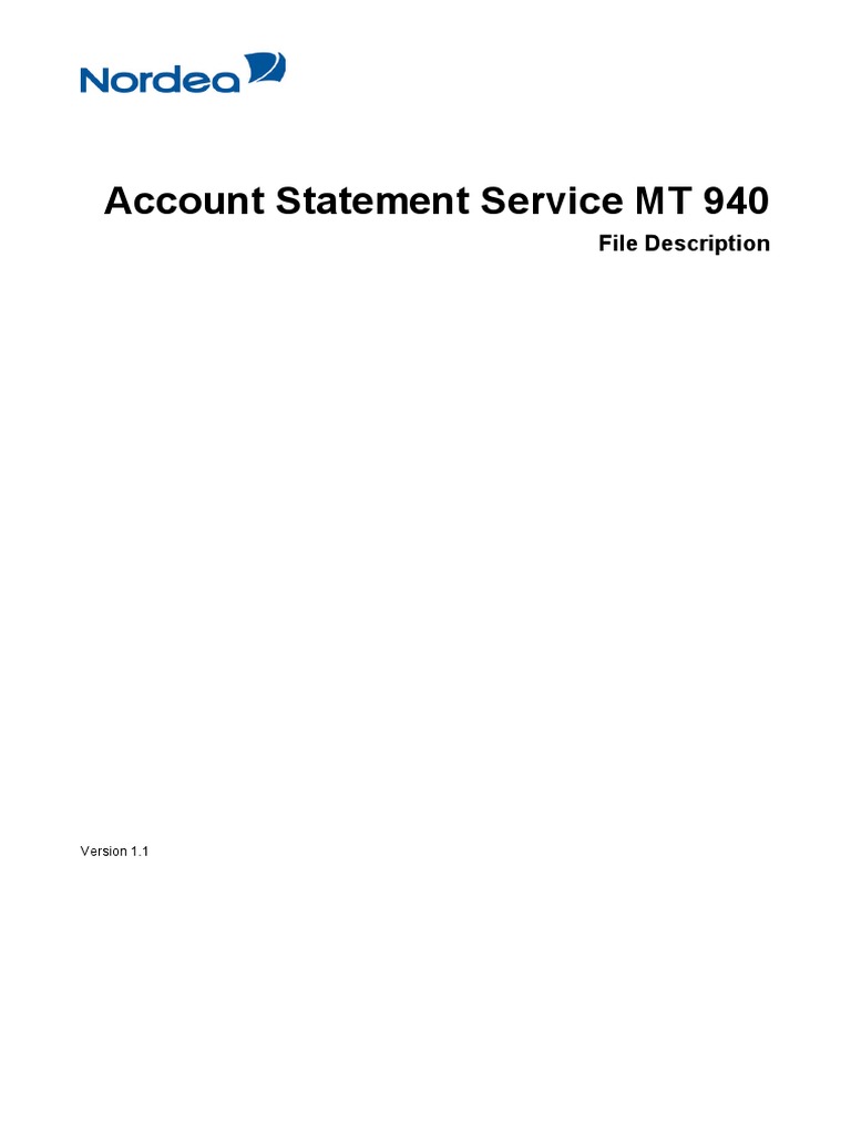 MT940 File Description | PDF | Debits And Credits | Financial Transaction