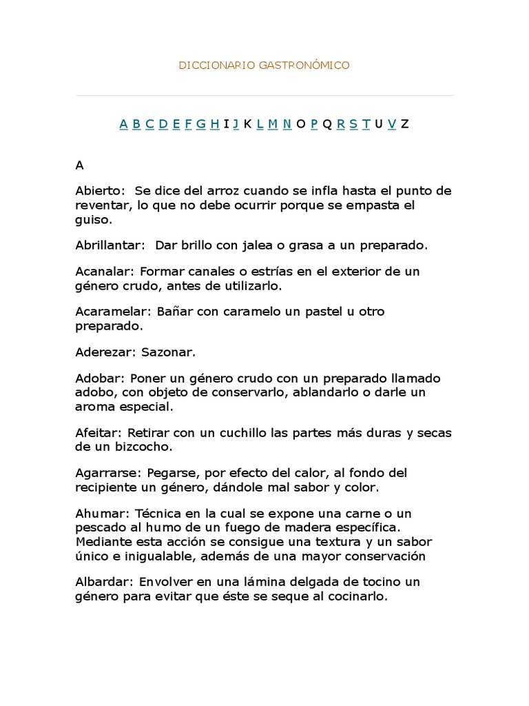 Diccionario Gastronómico | PDF | Cocinando | Salsa