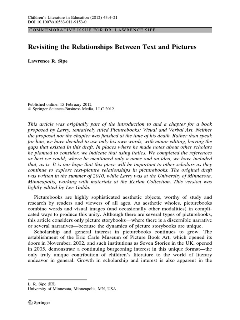 Revisiting Text-Picture Relationships | PDF | Irony | Children's Literature