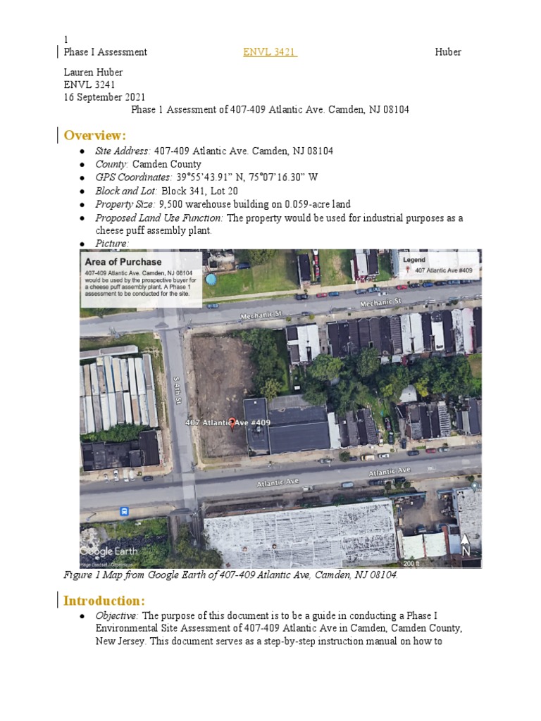 Phase I Environmental Assessment Camden NJ | PDF | Landfill | Wetland