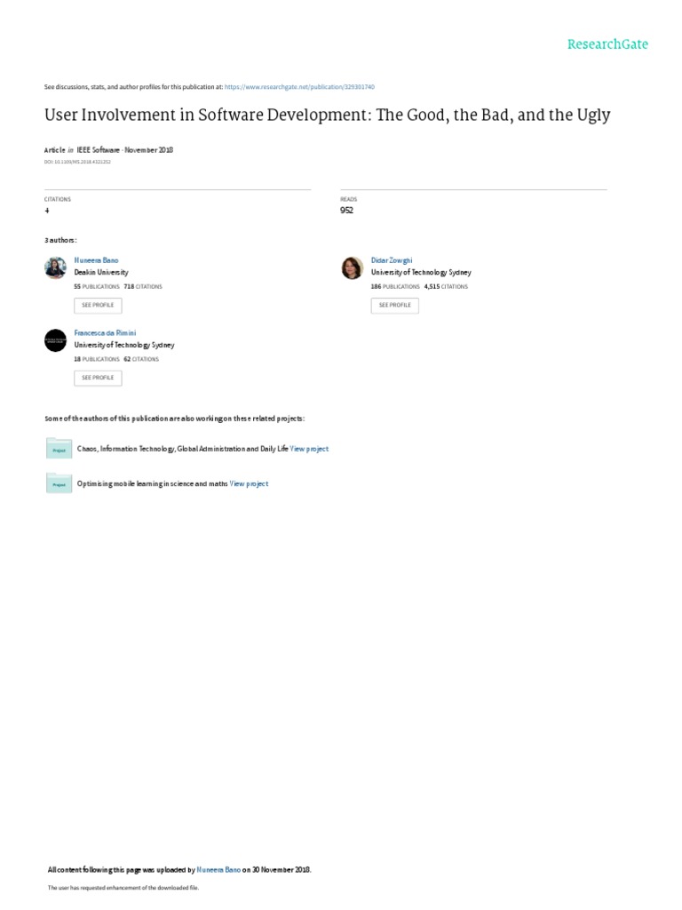 User Involvement in Software Development: The Good, The Bad, and The ...