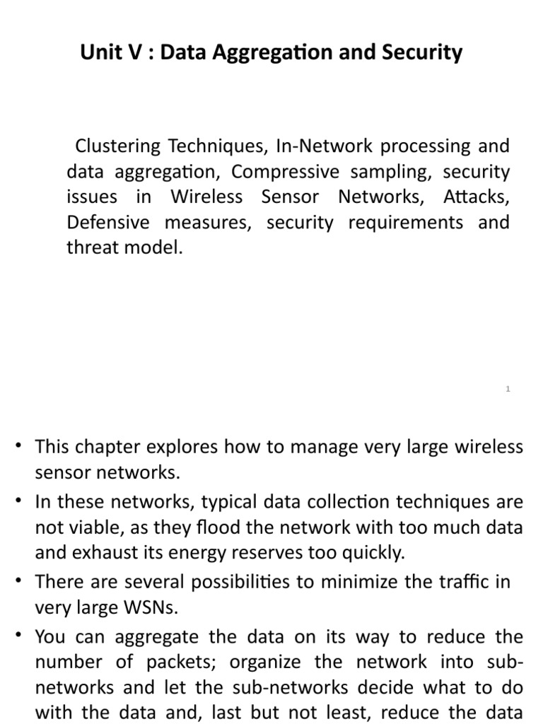 Unit V: Data Aggregation and Security | PDF | Wireless Sensor Network ...