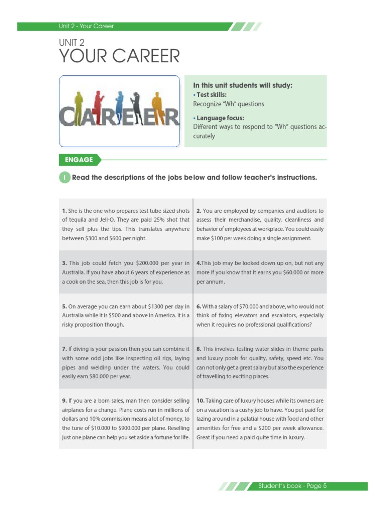 Your Career: Unit 2 | PDF | Salary | Test (Assessment)