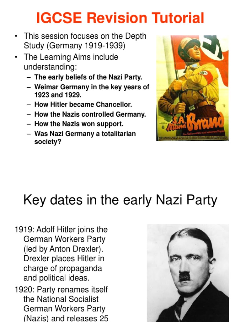 IGCSE Revision Tutorial | PDF | Weimar Republic | Nazi Germany