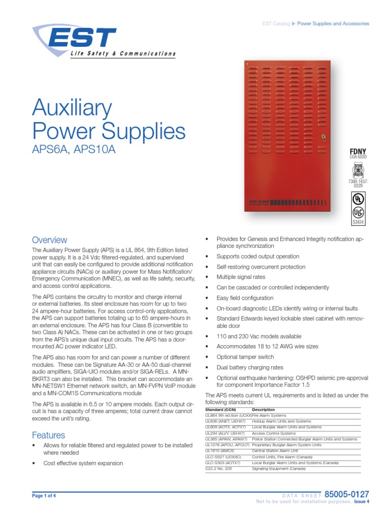 APS10A Power Supply | PDF | Amplifier | Security Alarm