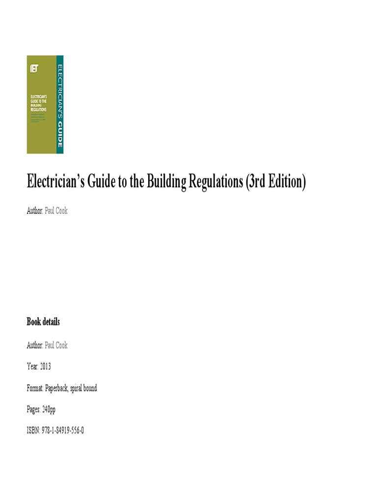 Electrician's Guide To The Building Regulations (3rd Edition) | PDF