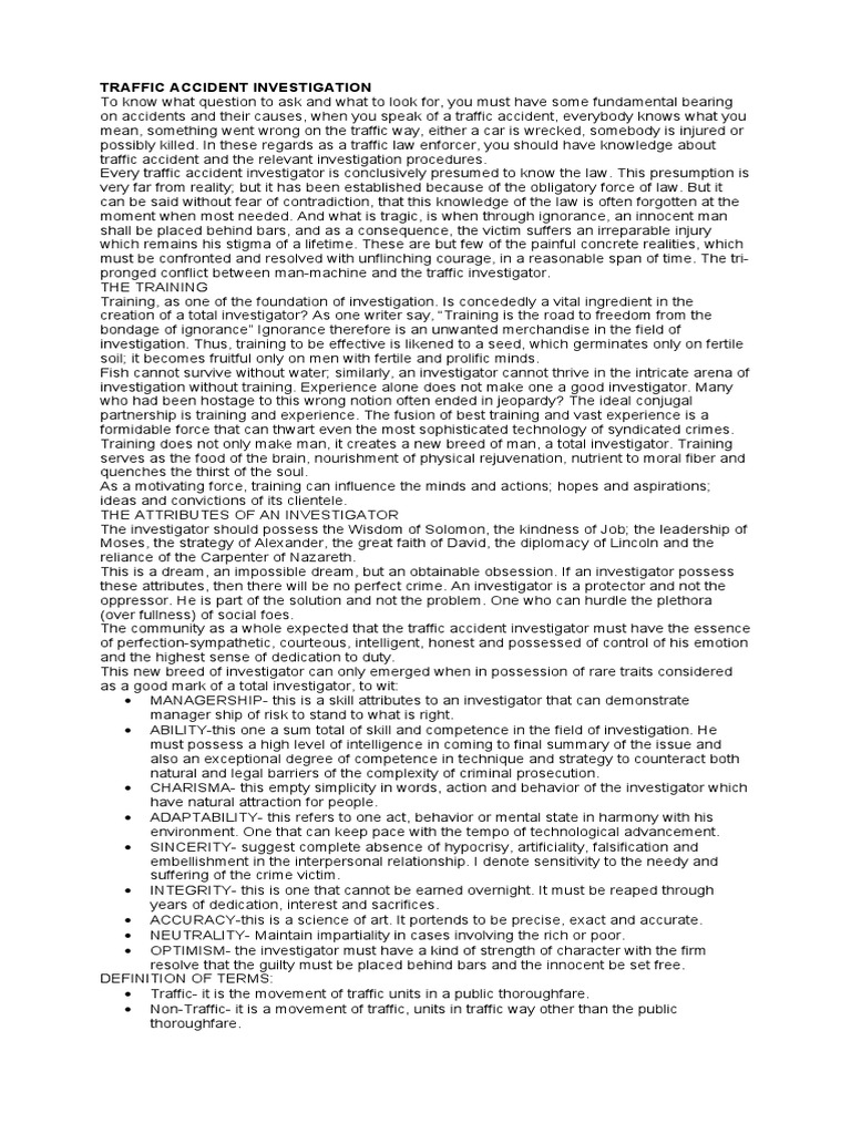 Traffic Accident Investigation | PDF | Traffic Collision | Traffic