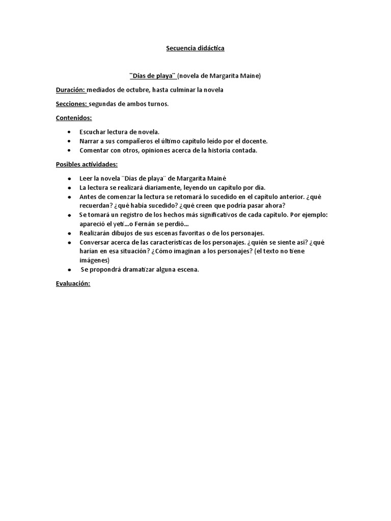 Secuencia Didáctica: Días de Playa | PDF | Artes del Lenguaje y ...