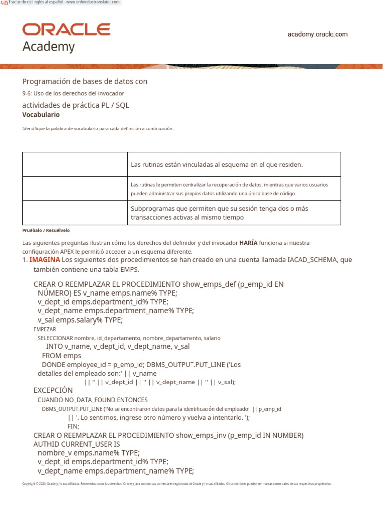 Plsql 9 6 Practice En Es Download Free Pdf Informática Tecnologías De La Información