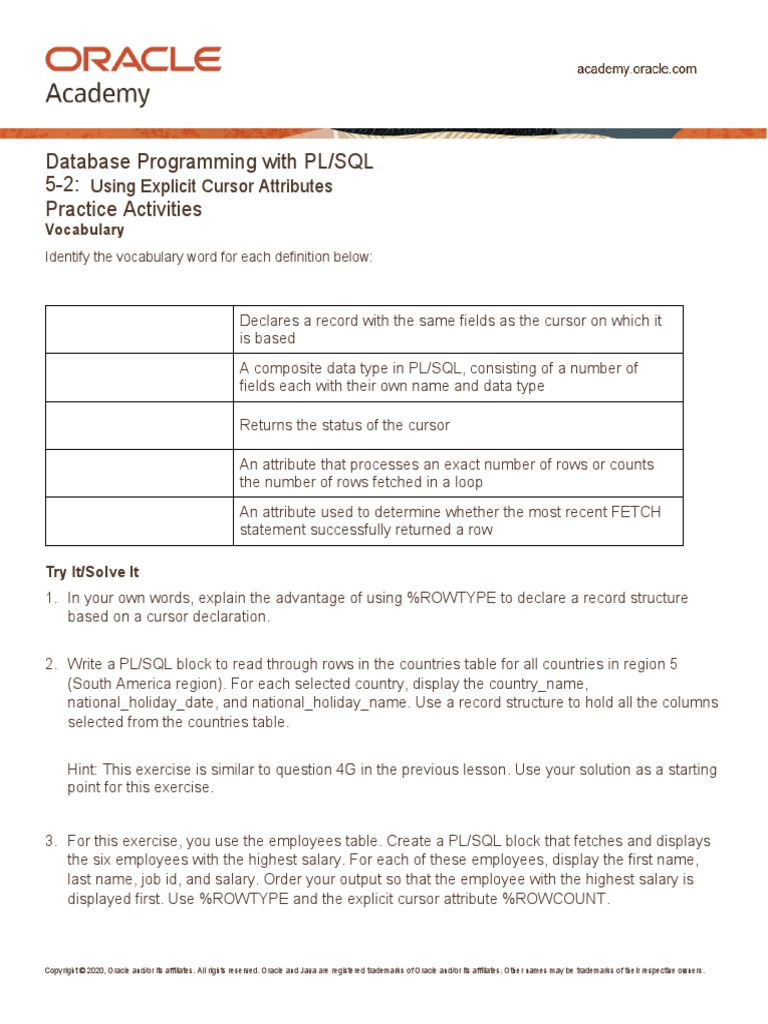 Plsql 5 2 Practice Pdf Pl Sql Information Retrieval