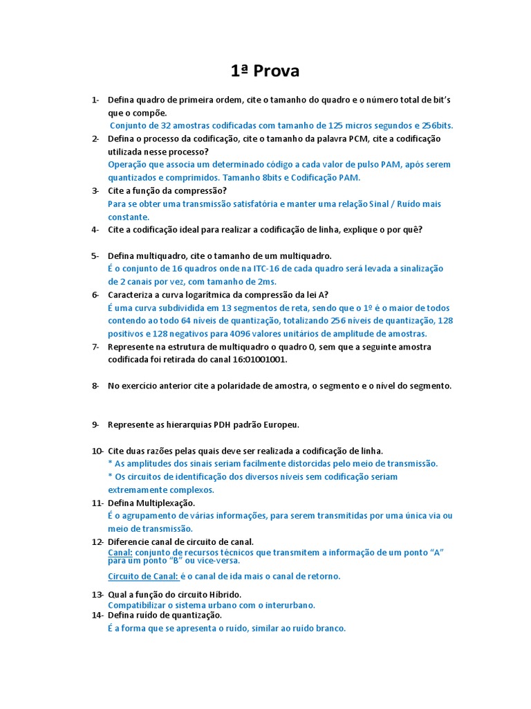 1 Prova - Respondida | PDF