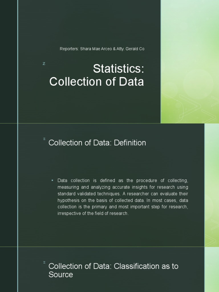 Collection of Data Report | PDF | Sampling (Statistics) | Statistics