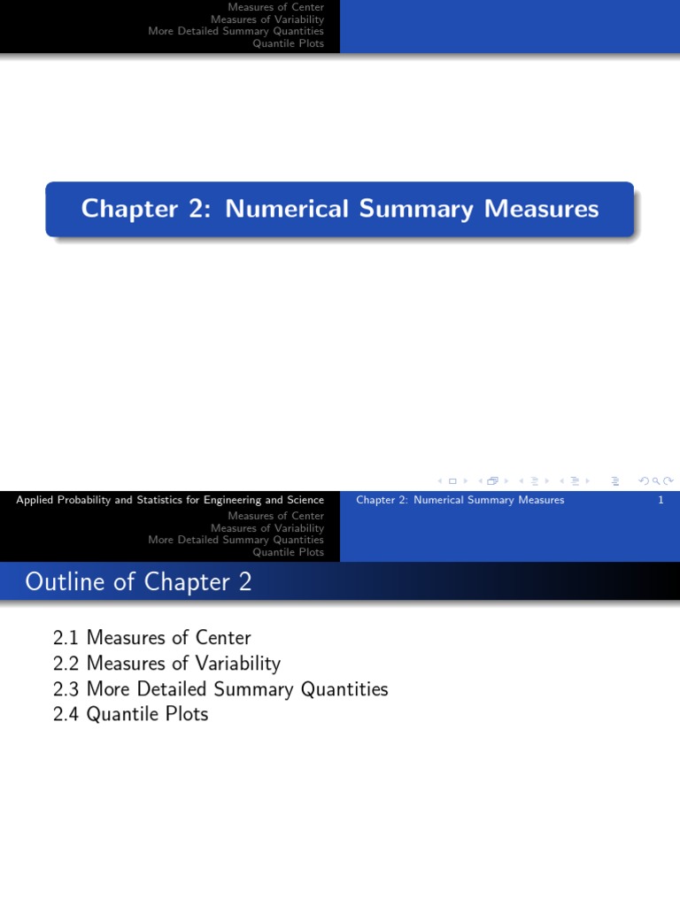 Chap 2 Numerical Summary Measure v8 | PDF | Quartile | Mean