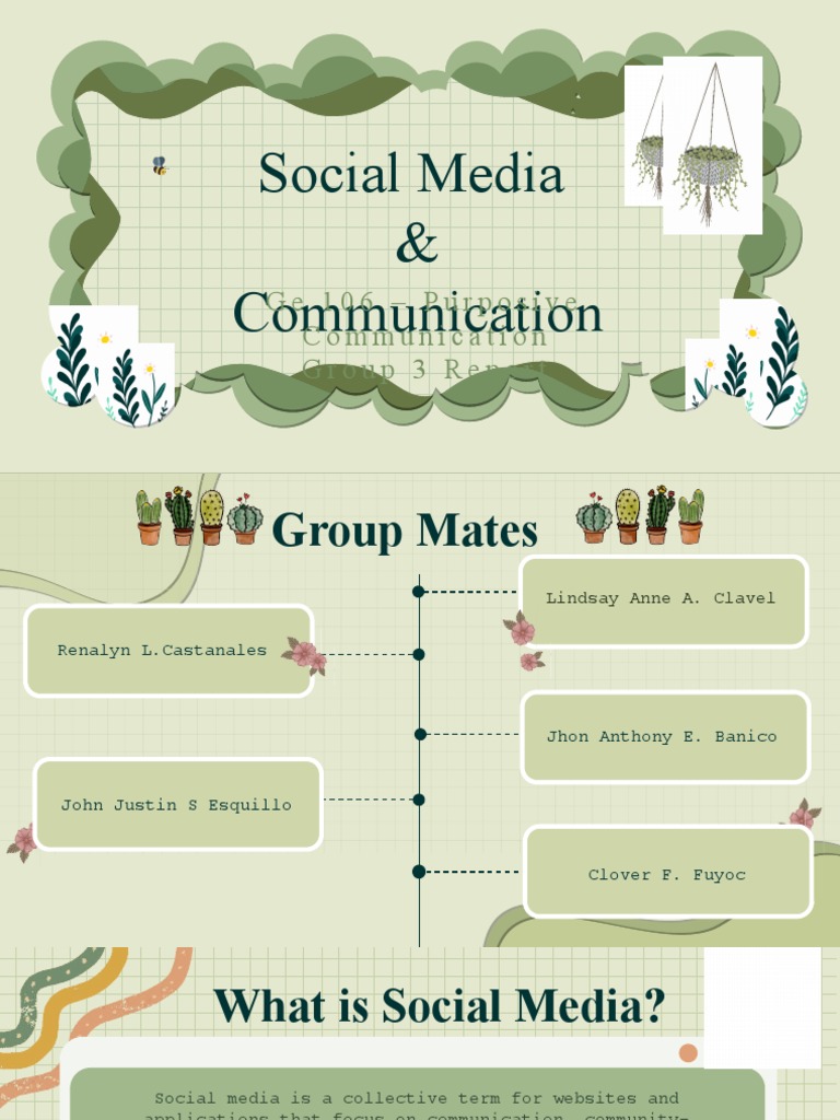 Social Media & Communication: Ge 106 - Purposive Communication Group 3 Report | PDF | Popular ...