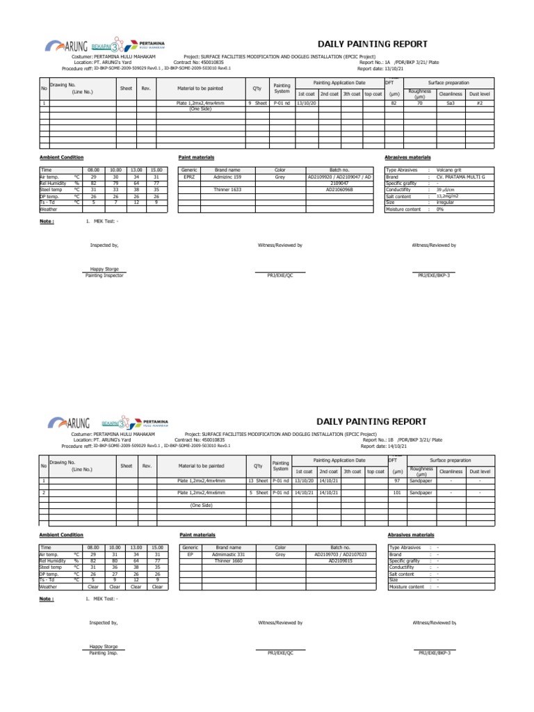 Daily Painting Report System P 01nd | PDF | Abrasive | Crafts