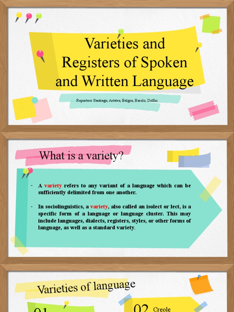 Varieties and Registers of Spoken and Written Language | PDF | Human ...