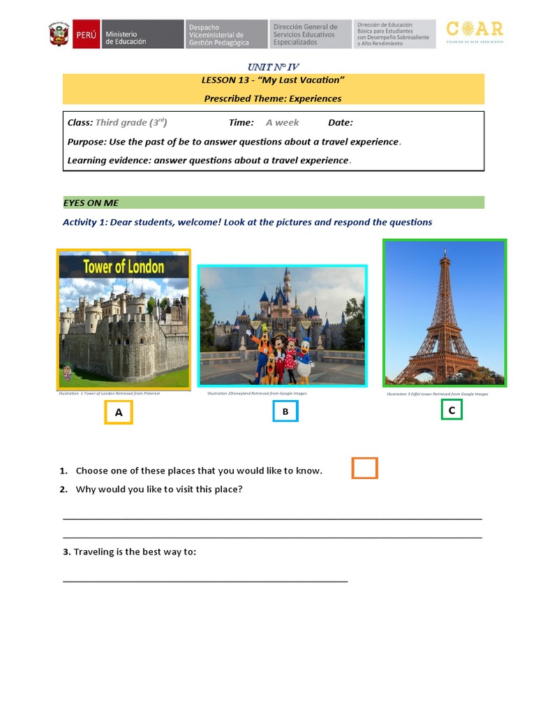 Third Grade (3) A Week: Activity 1: Dear Students, Welcome! Look at The ...