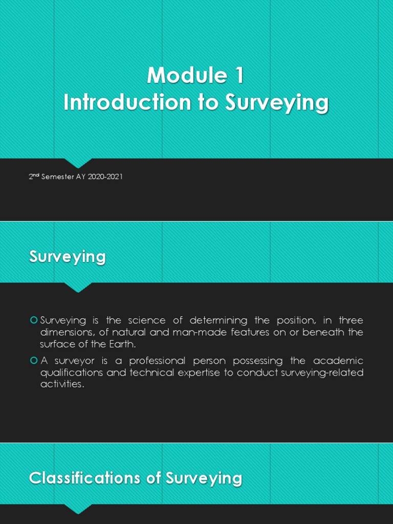 Module 1 Surveying | PDF | Surveying | Errors And Residuals
