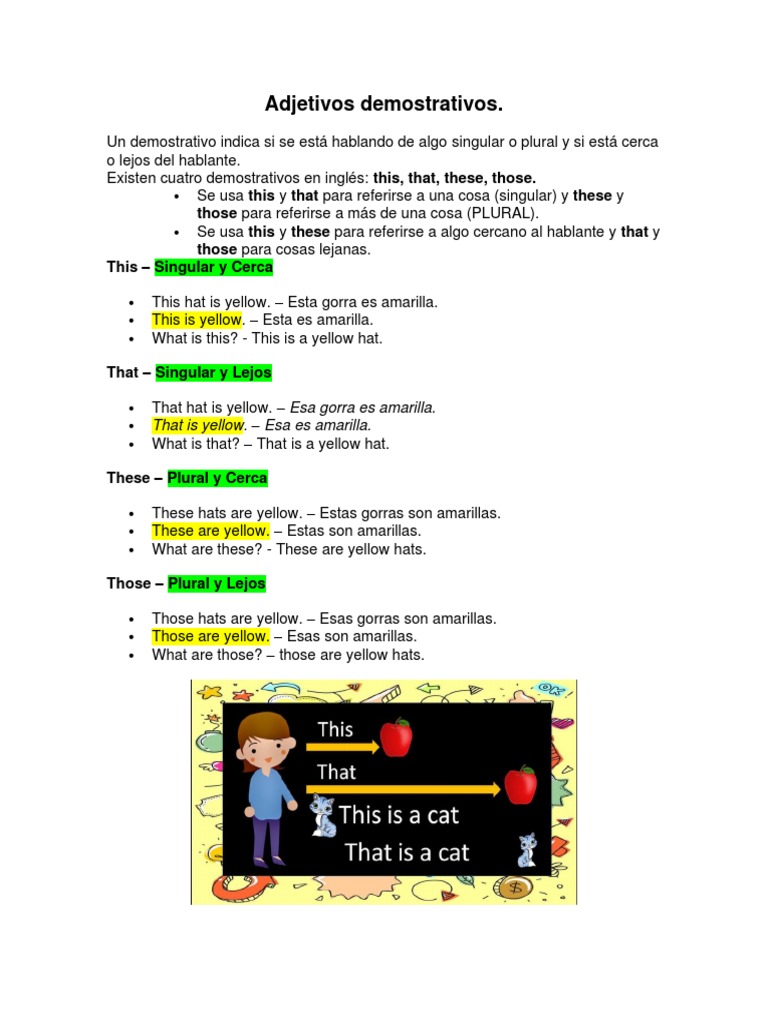 Adjetivos Demostrativos Clase | PDF