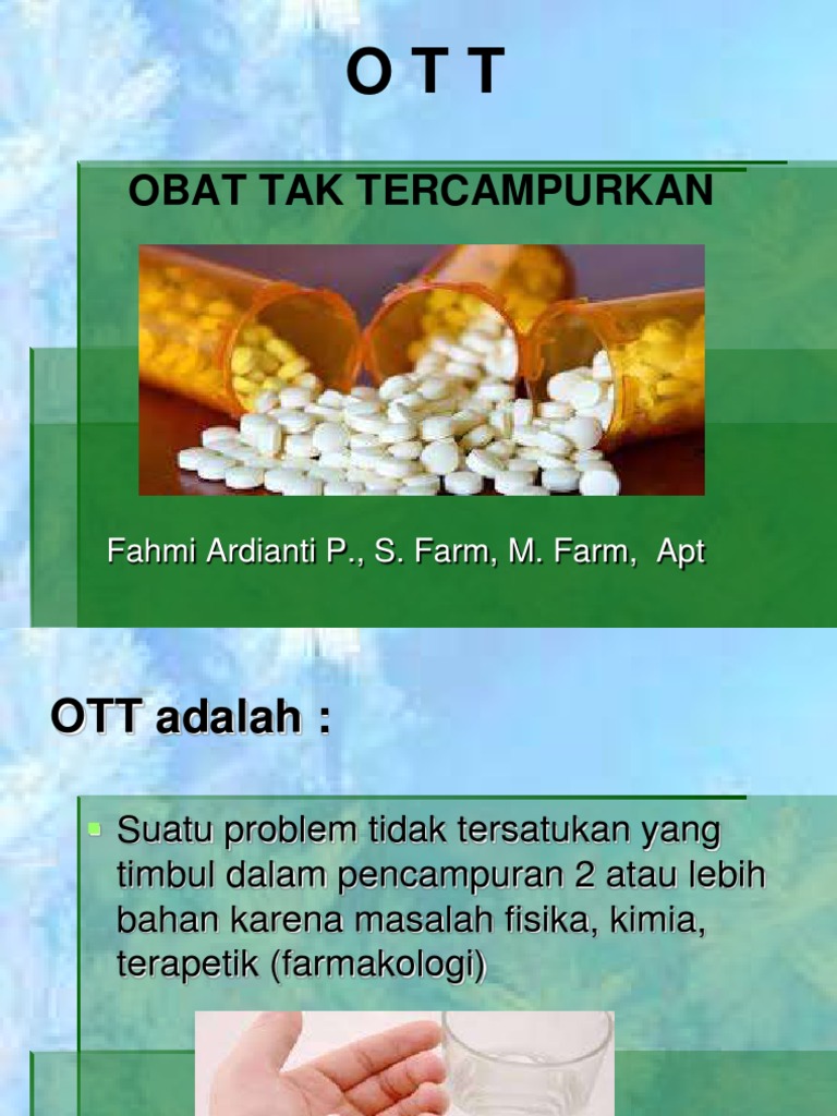 Obat Tak Tercampurkan: Fahmi Ardianti P., S. Farm, M. Farm, Apt | PDF